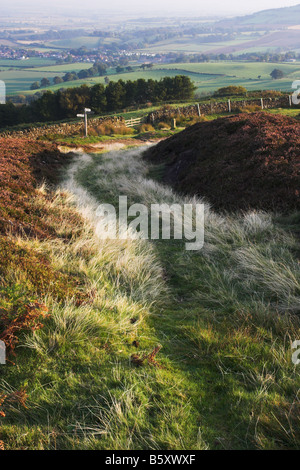 The village of Swainby from Scarth Wood Moor, North York Moors, UK ...
