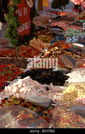 Pick n Mix stall at a London Christmas Market Stock Photo - Alamy