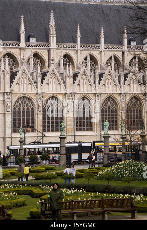 Public gardens of the Place du Petit Sablon in the upmarket and ...
