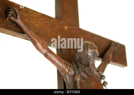 A statue of Jesus on the cross hanging from the ceiling of St. Mary's ...