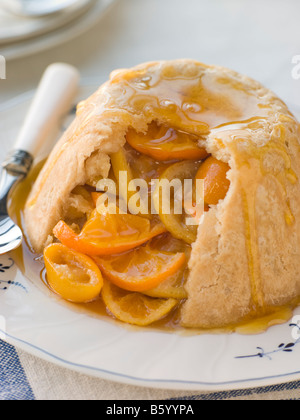 Sussex pond pudding, a steamed British dish filled with a lemon sugar ...