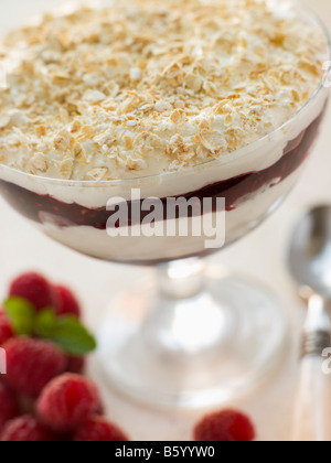 scottish dessert raspberry cranachan with whipped cream and corn flakes ...