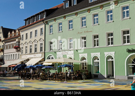 Germany, Upper Bavaria, Weilheim, Marienplatz, colourful, house facades ...