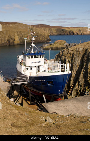 Good Shepherd IV moored in special dock on Fair Isle Shetland Stock ...