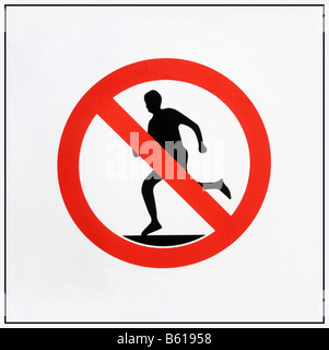 Do not run, prohibition sign. Running prohibited, illustration ...