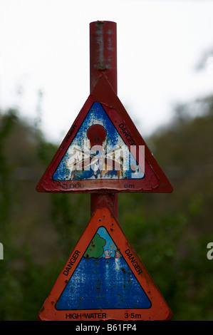 Old warning signs on the Yarra River Victoria Australia Stock Photo - Alamy