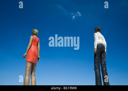 Sculptures by Stephan Balkenhol in front of the Huehnerposten district ...