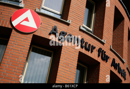 Bundesagentur für Arbeit logo on an office building. The German ...