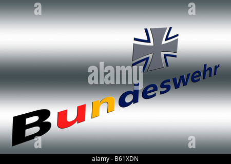 Emblem of the Bundeswehr, German federal army, stylised cross with ...