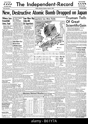 Atomic bomb newspaper front page. Front page of The Knoxville News ...