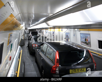 channel tunnel car train interior france uk Stock Photo - Alamy