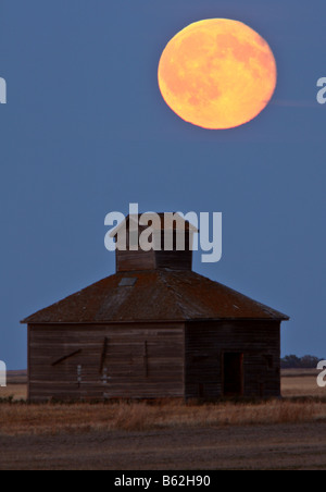 Full moon over old Saskatchewan barn Stock Photo - Alamy