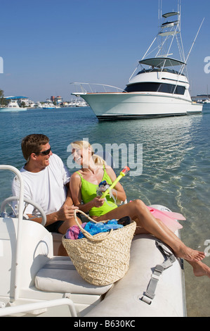 Couple Inflatable Raft Sea Romantic Sunset Boat Ride On Calm Waters