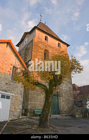 Church in Thenon in Perigord Dordogne Aquitaine France. Sunset Vertical ...