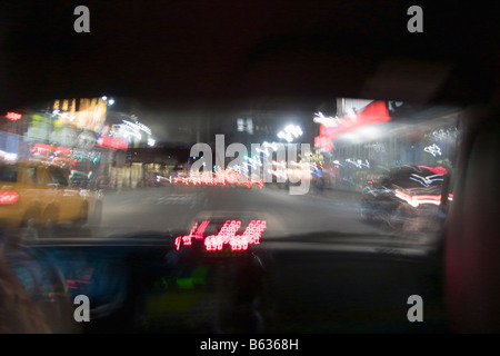View from inside a moving tax cab Stock Photo - Alamy