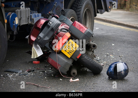 Aftermath of a collision between a Lambeth council recycling lorry and ...