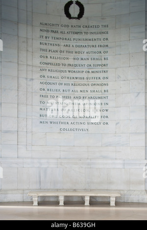 USA, Washington, D.C. Jefferson quote on one of the walls inside the ...