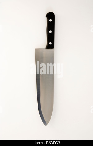 large butchers knife on white background Stock Photo - Alamy