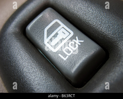 Car door lock unlock button close up. Modern car door lock. Door ...