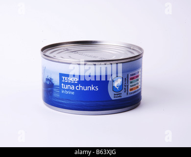 Dolphin Friendly Tesco tuna chunks Stock Photo - Alamy