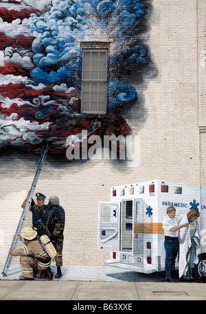 Mural painting depicting emergency services in Cookeville Tennessee ...