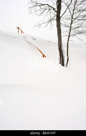 Stairs steps in winter covered with snow Stock Photo - Alamy