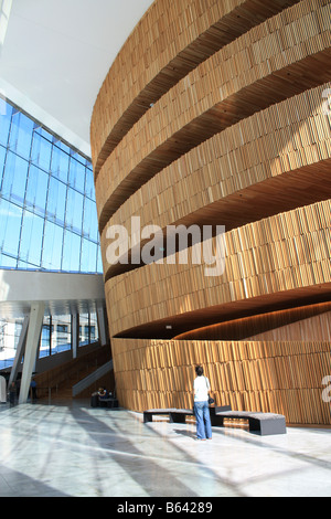 Glass facade detail of the modern Oslo Opera House with reflection of ...