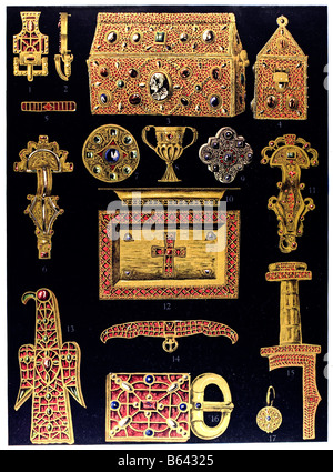 Germanic Ornament in late classical period, Treasure of Guarrazar Stock ...