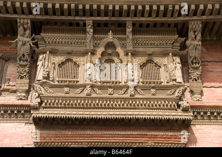 Wood carvings and window on the Basantapur Tower in the Durbar Square ...