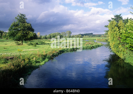 River Test Water Meadows Stockbridge Hampshire England UK green English ...