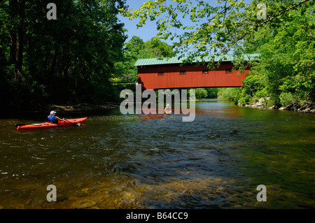 Kayaking on the Battenkill river under Covered bridge road Vermont ...