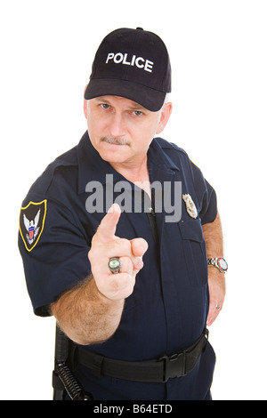 Grumpy looking police officer isolated on white background Stock Photo ...