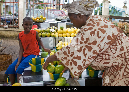 Food stall Douala Cameroon Africa Stock Photo - Alamy