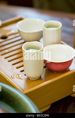 Tea ceremony. Tea cups with hot tea close up Stock Photo - Alamy