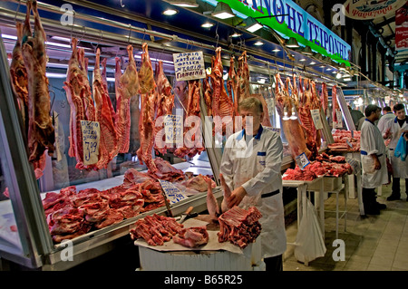 Butcher Central food meat market Athens Greece Greek Stock Photo - Alamy