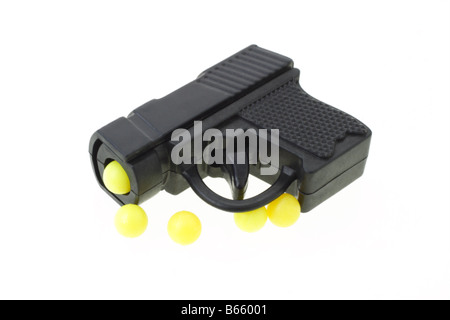 Plastic yellow toy gun. Isolated Stock Photo - Alamy