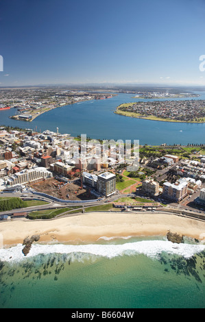 Aerial view of Newcastle Beach and Harbour. Newcastle NSW Australia is ...