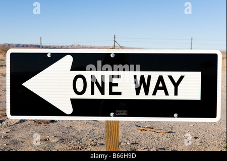 A black and white 'one way' road sign Stock Photo - Alamy