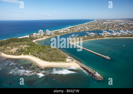 Aerial view of Mooloolaba, Point Cartwright and mouth of Mooloolah ...