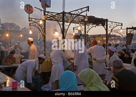 Outdoor food stalls in Djemaa el-Fna, Marrakech, Morocco Stock Photo ...