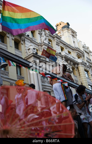 gay pride day in madrid,spain and rainbow flags together Stock Photo ...