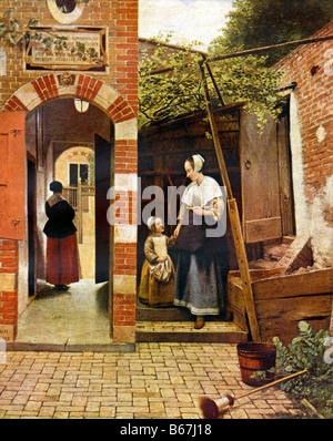 pieter de hooch (1629-1685) - "Interior of a dutch house Stock Photo ...