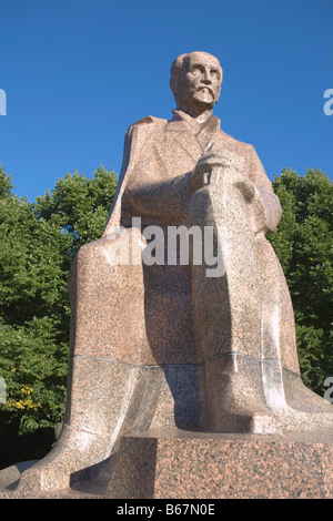 Rainis monument in Riga, Latvia. Rainis was the pseudonym of Jānis ...