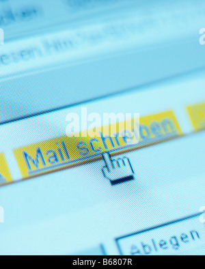 Email. Screen shot of a mouse cursor hovering over a send button Stock ...