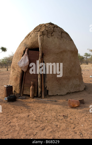 Traditional village huts built from mud and dung at the Himba Oase ...