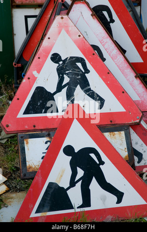 warning, men at work, triangle road sign ,London England, UK Stock ...