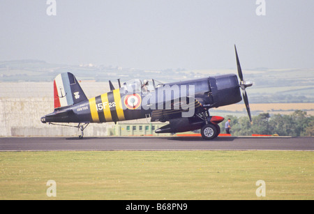 A Corsair taking off for a flying display at RAF Duxford in ...