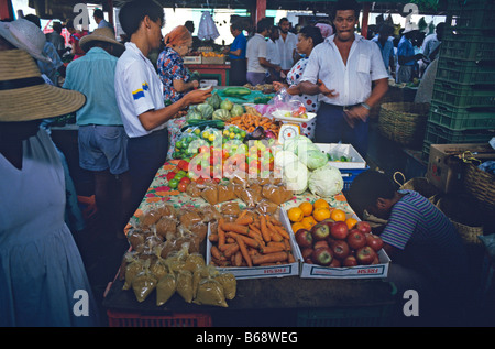Seychelles: Exotic fruits on a market in Mahe, the main island Stock ...