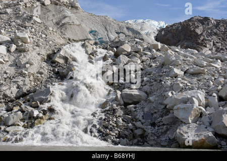 A dramatic waterfall cascades down the north coast of Tanaga Island in ...