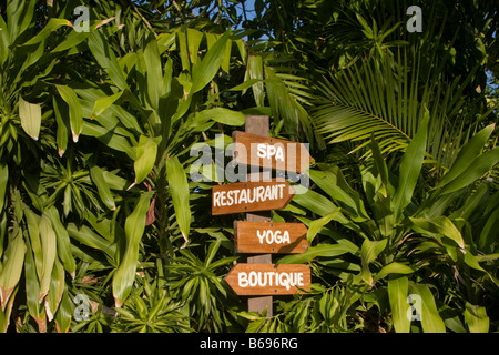 Jamaica Negril Wooden signs at Rockhouse Hotel along Caribbean Sea ...